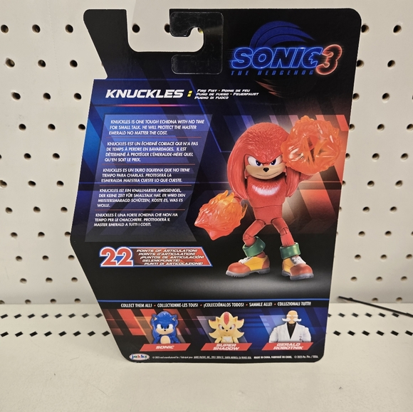 Toys | Sonic The Hedgehog 3 Movie Knuckles Fire Fist 5 Inch Jakks ...